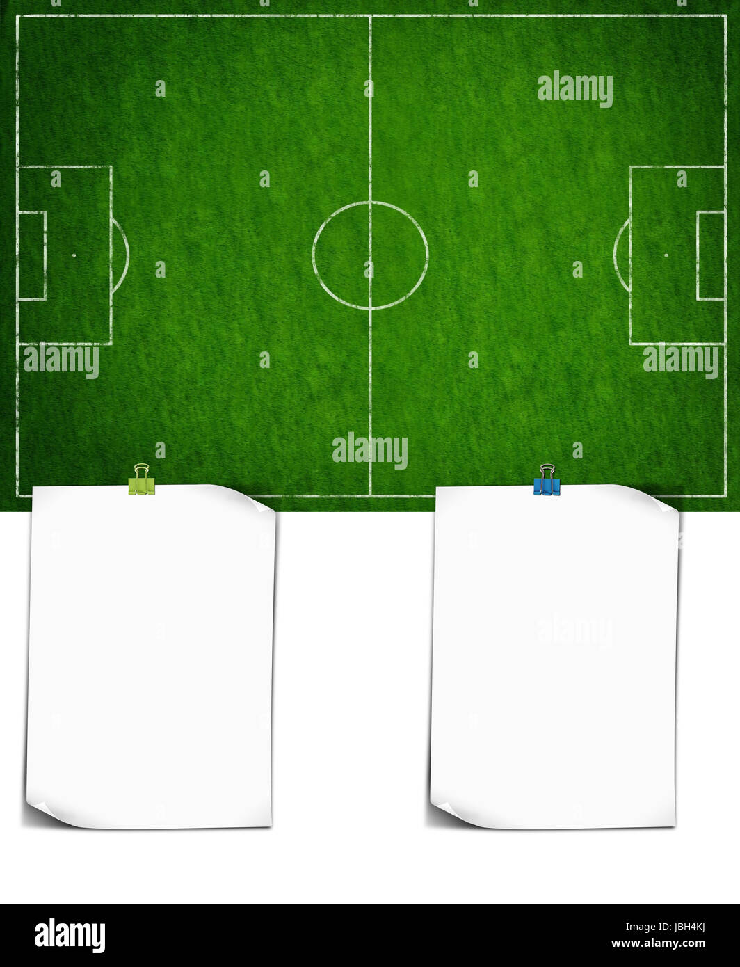 Football field or soccer field with papers Stock Photo - Alamy