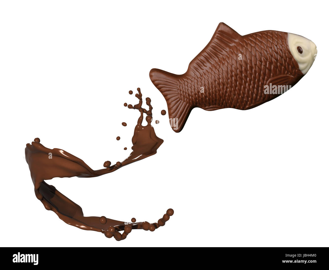 Chocolate fish is jumping from the ocean of chocolate Stock Photo - Alamy