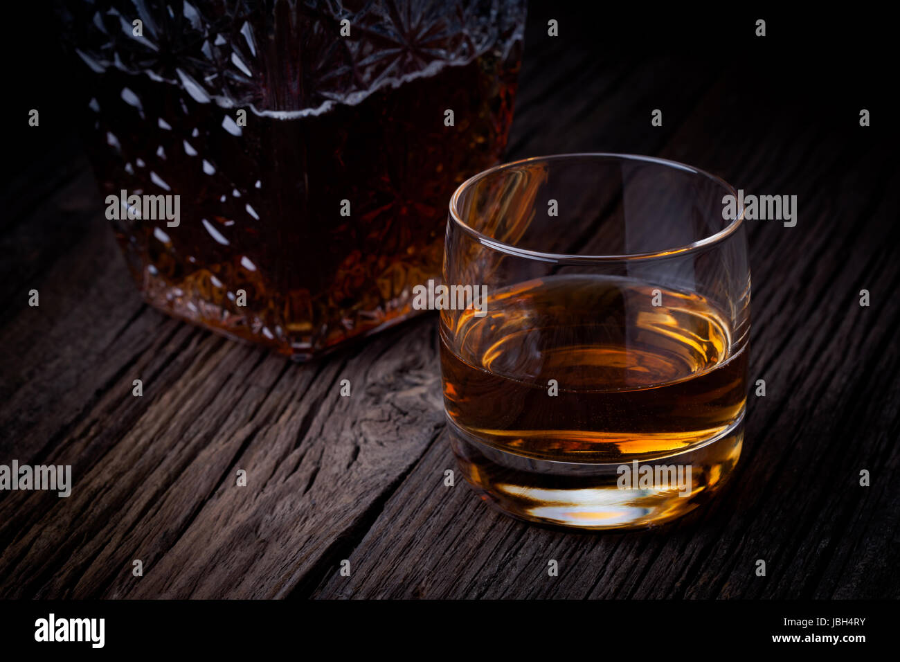 Glass of luxury single malt whiskey. Drink and bottle composition ...