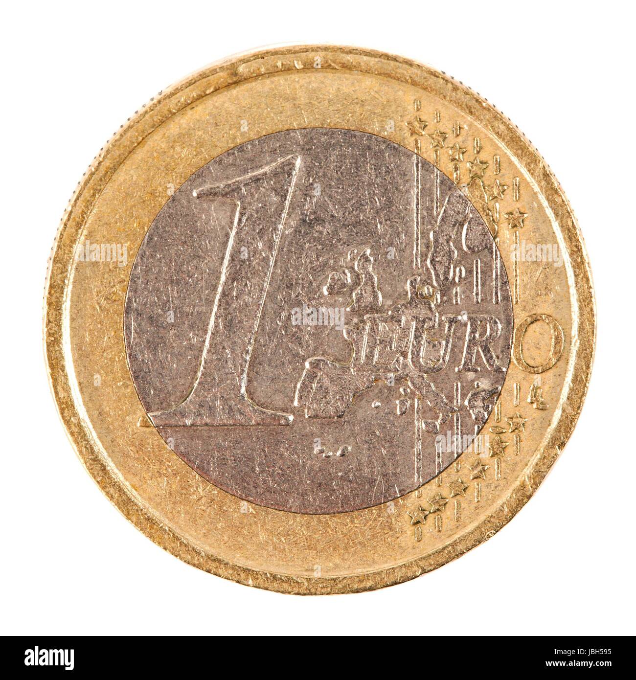One Euro coin isolated on white background Stock Photo - Alamy