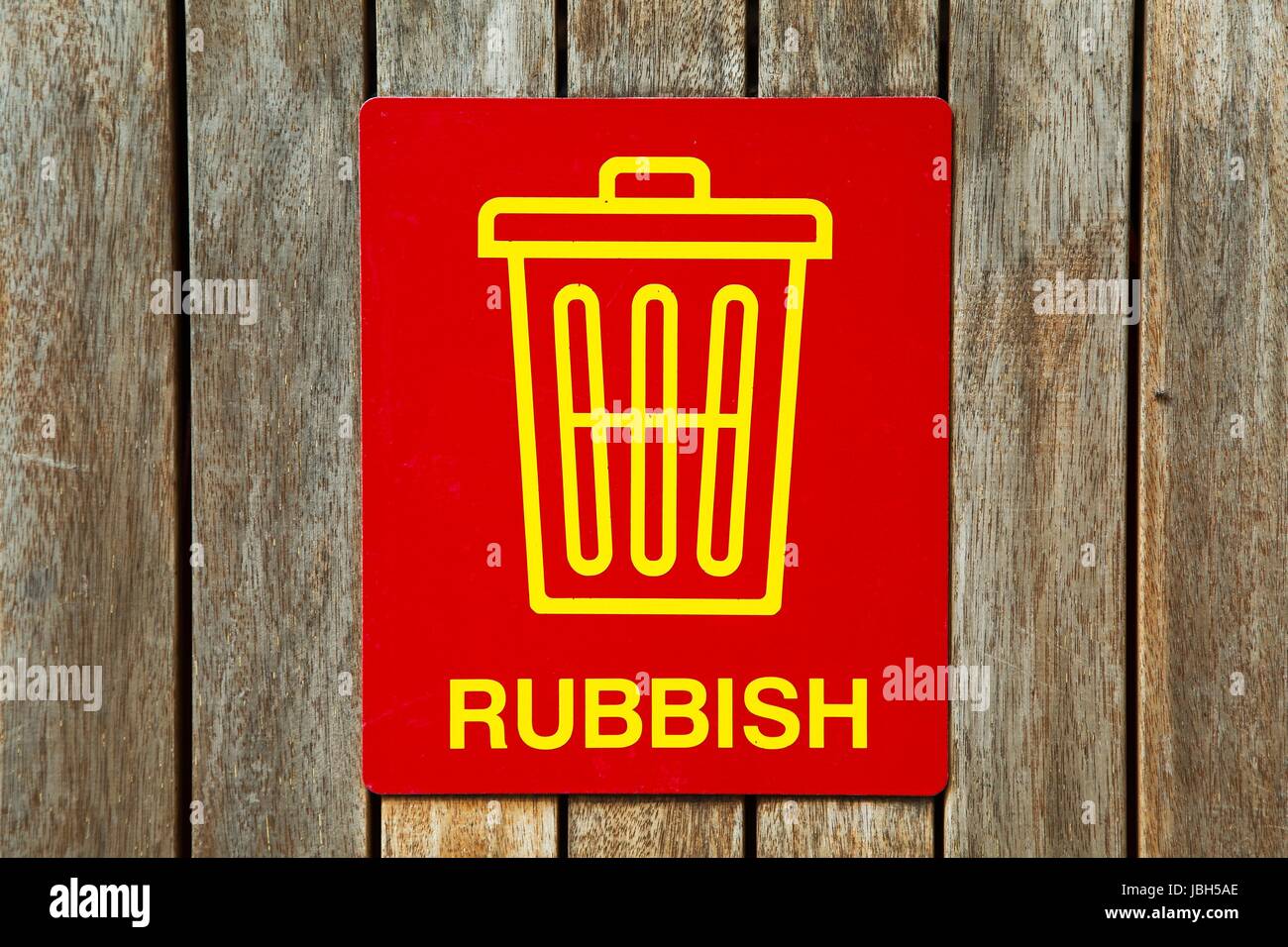 Rubbish sign on a container Stock Photo - Alamy