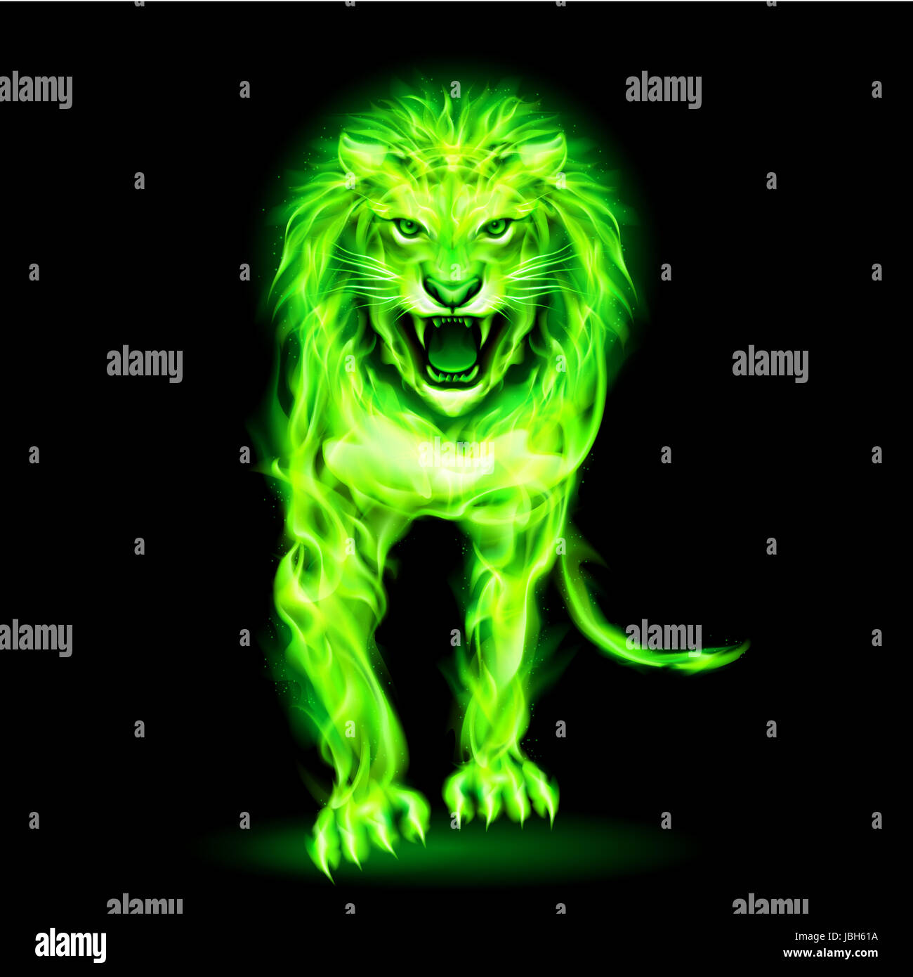 Green fire lion isolated on hi-res stock photography and images - Alamy