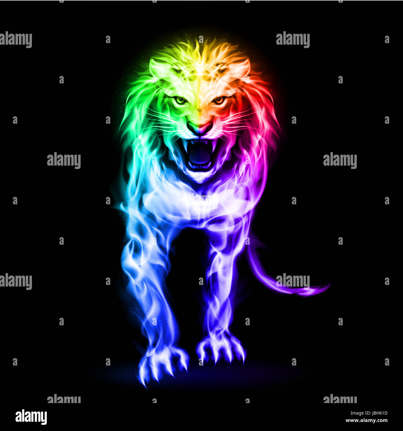 Illustration lion on rainbow background hi-res stock photography and ...