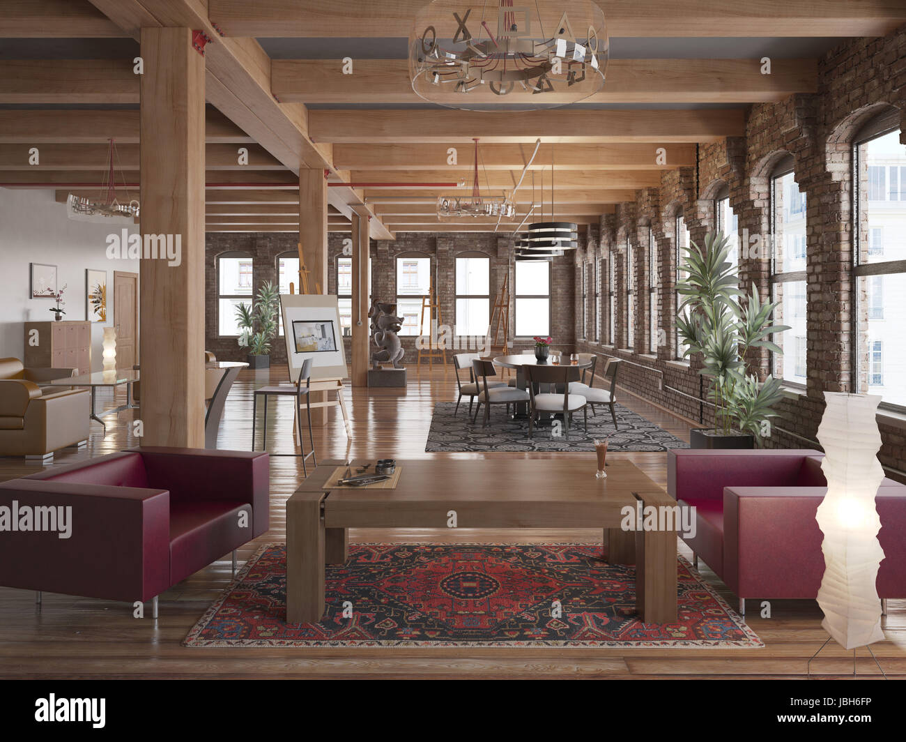 modern converted factory floor Stock Photo - Alamy