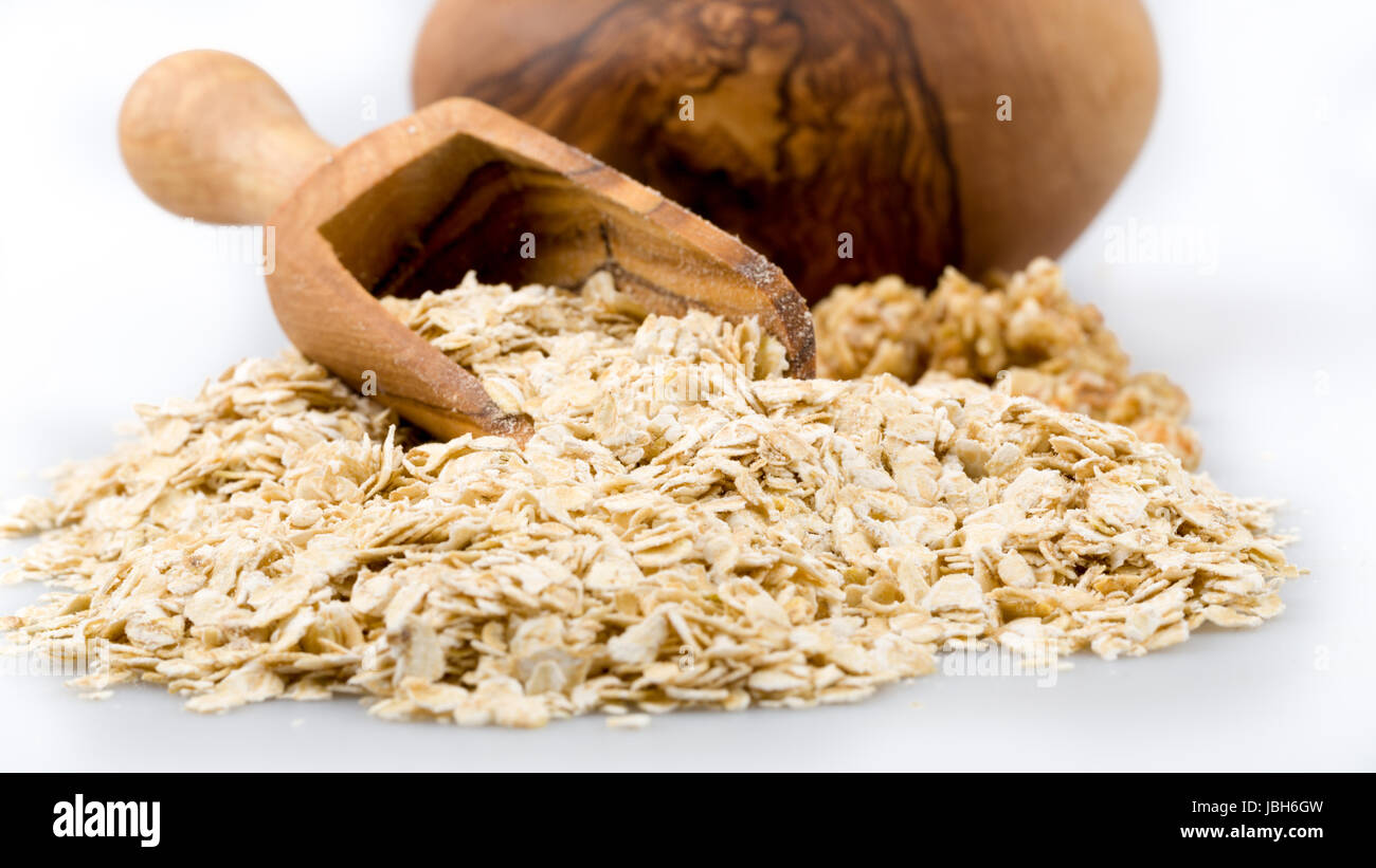pile of oatmeal with white background Stock Photo - Alamy