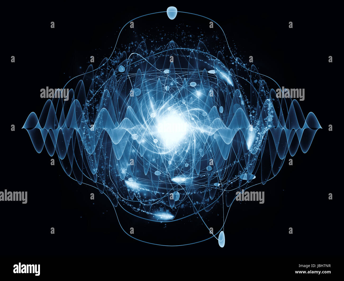 Atomic series. Abstract concept of atom and quantum waves illustrated ...