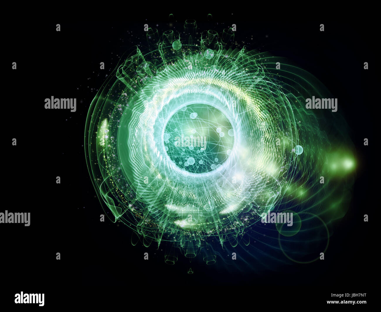 Atomic series. Abstract concept of atom and quantum waves illustrated ...