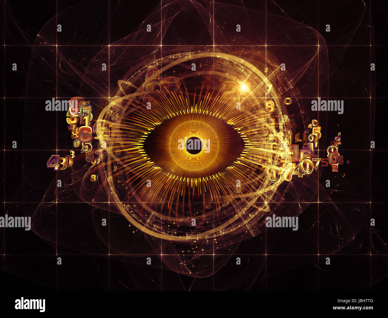 Eye Particle series. Design composed of eye shape, numbers and fractal ...