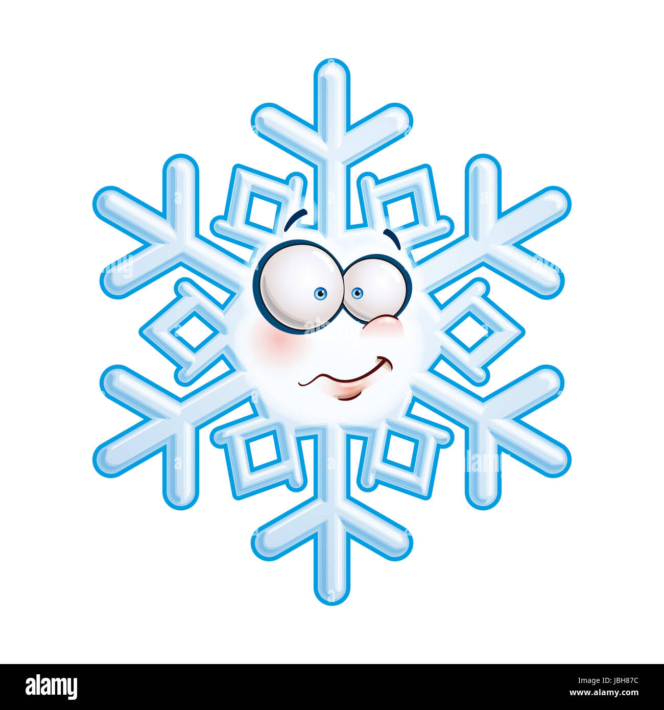 Cartoon illustration of a snowflake emoticon smiling with wonder Stock ...