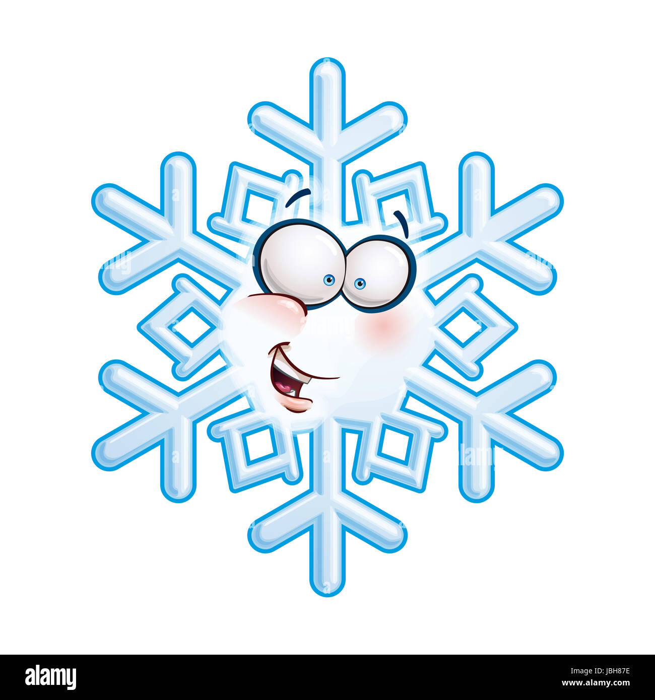 Cartoon illustration snowflake emoticon smiling hi-res stock ...
