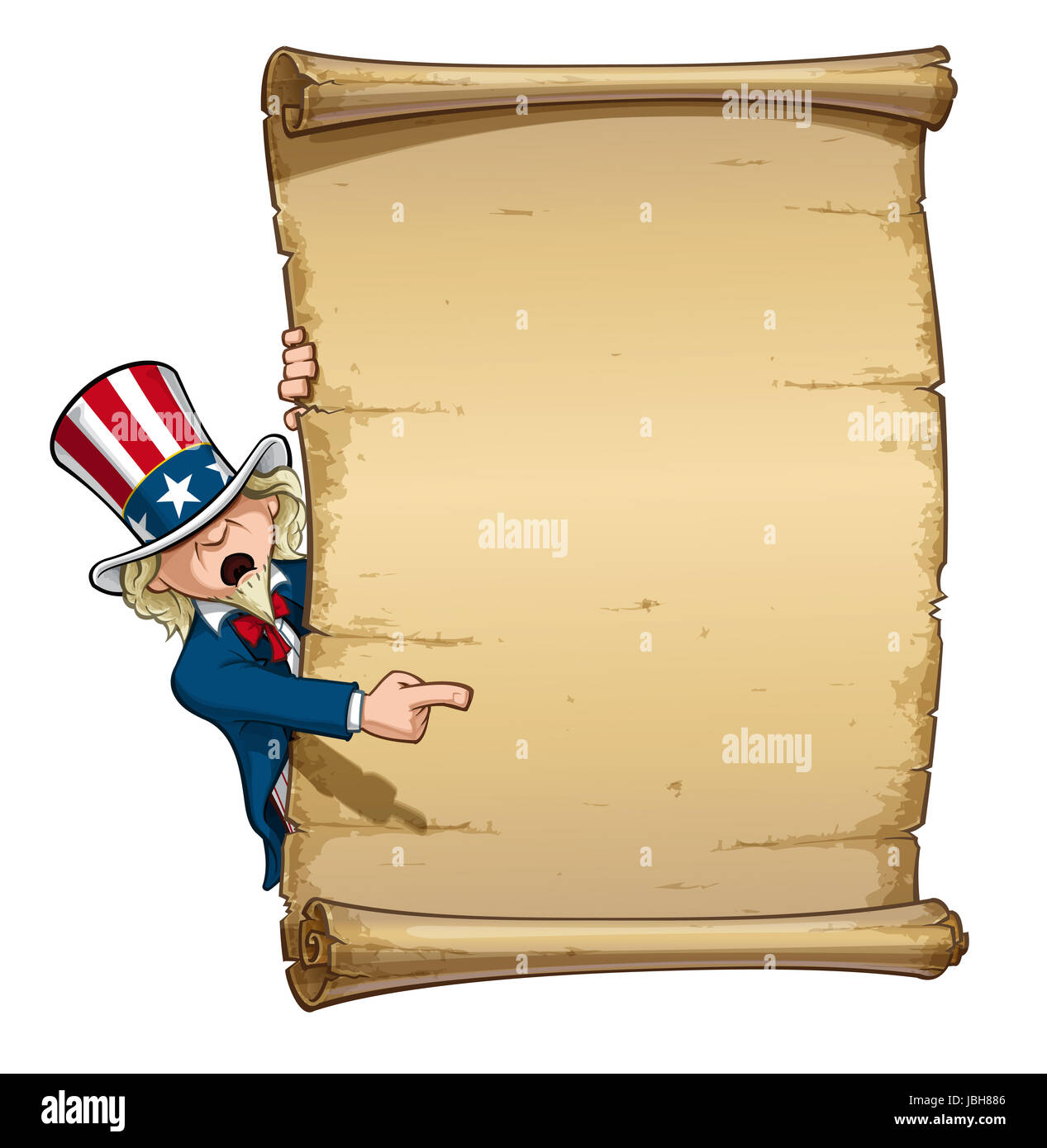Vector Cartoon Illustration of Uncle Sam Pointing at a declaration-like ...