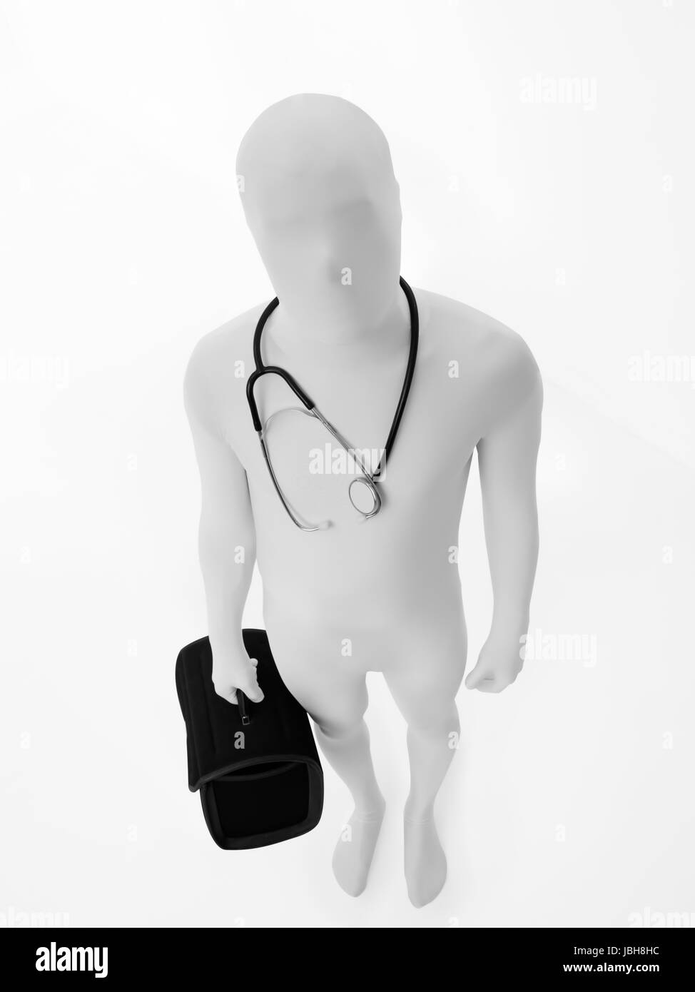 faceless doctor dressed in white with stethoscope hanging from his neck ...
