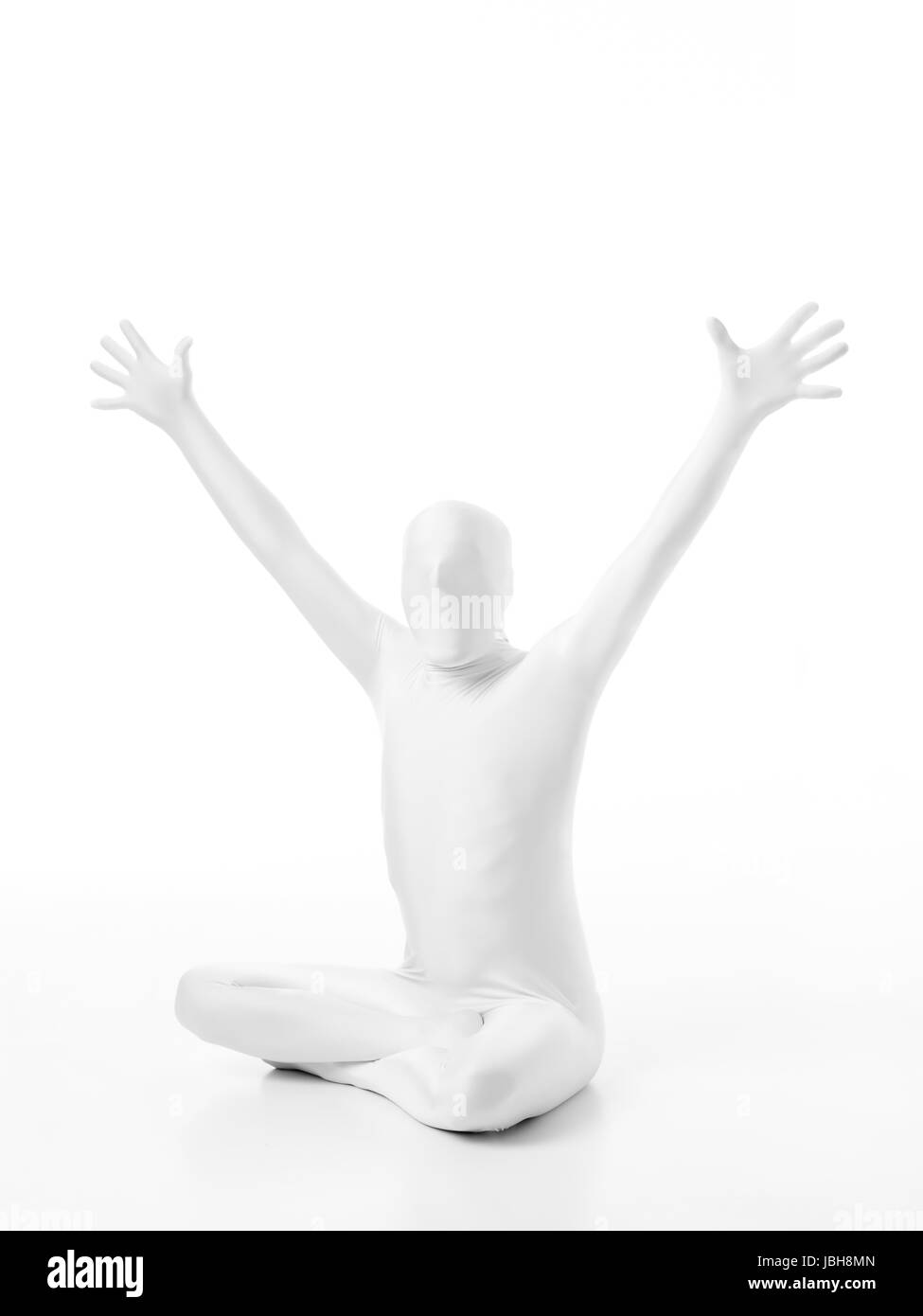 Faceless man dressed in white Black and White Stock Photos & Images - Alamy