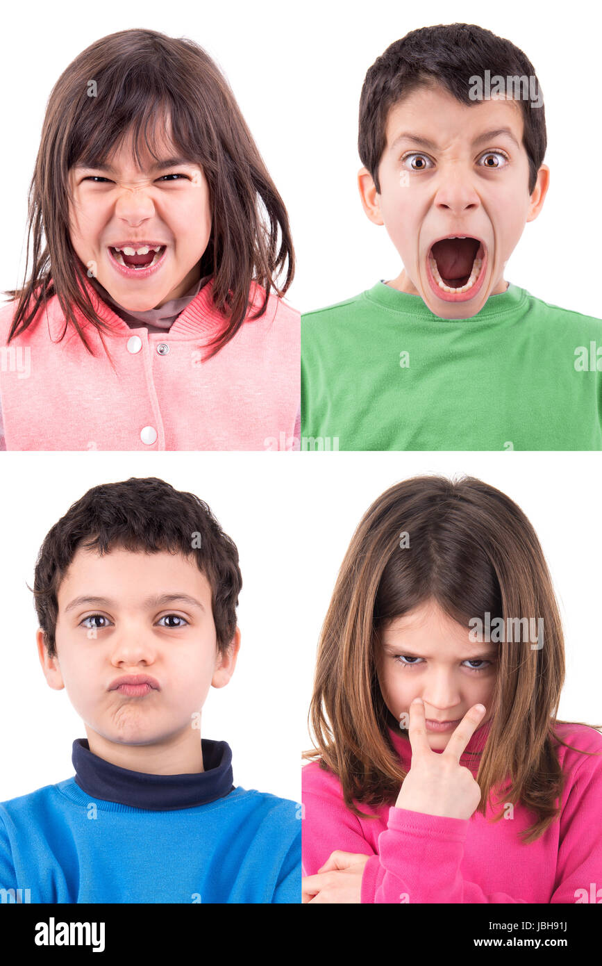 Several kids making funny faces Stock Photo - Alamy