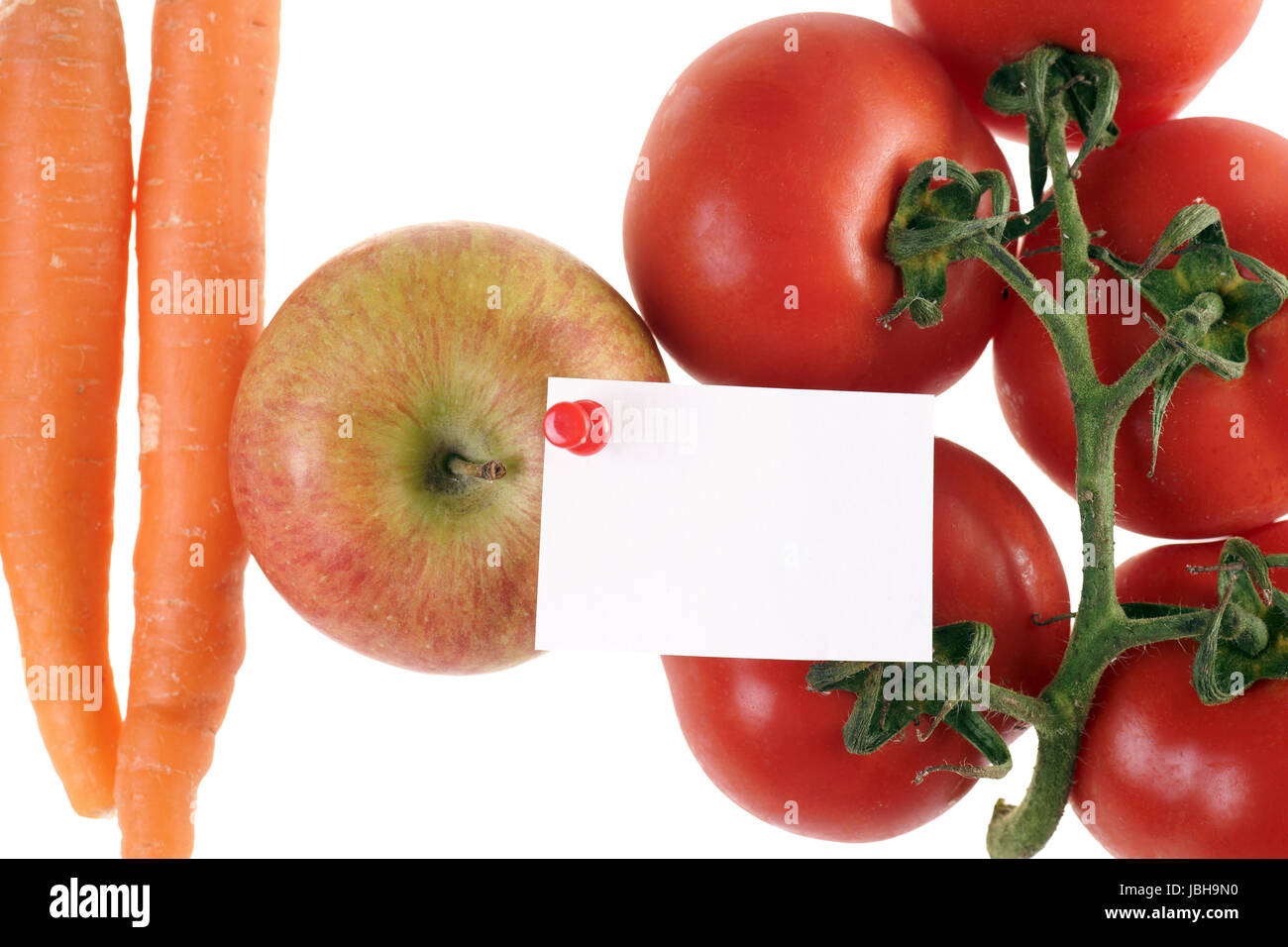 Fruits and vegetables with an empty note Stock Photo - Alamy