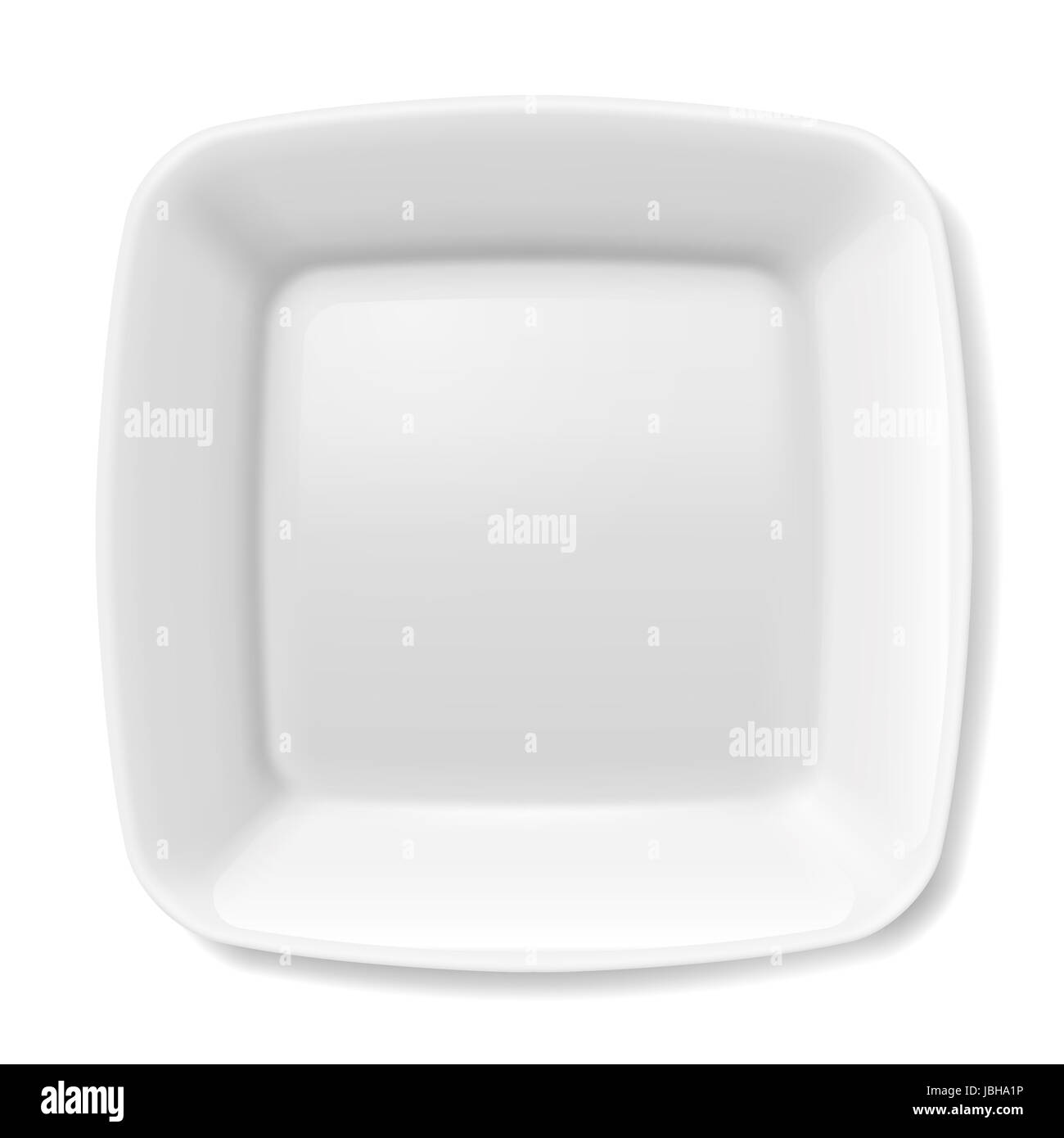 Illustration of empty white plate with rounded borders isolated on ...