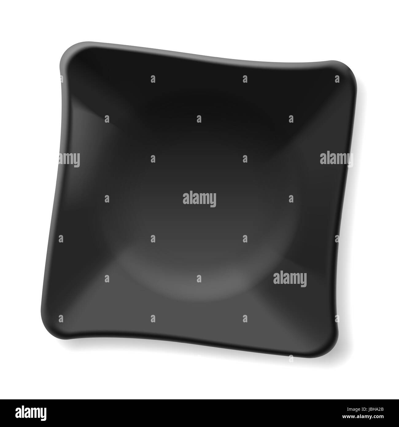 Empty black plate isolated on white background Stock Photo - Alamy