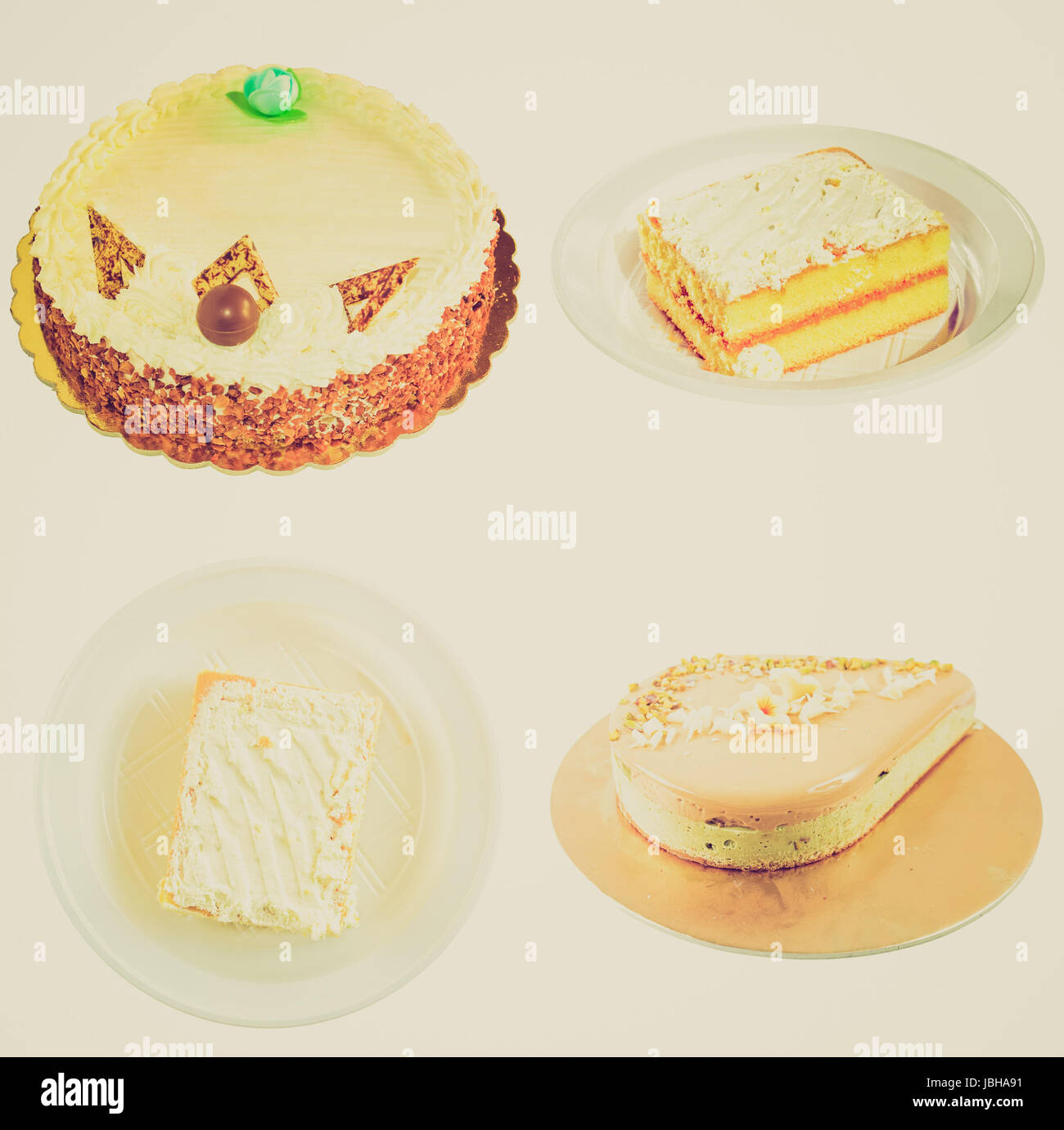 Vintage retro looking Many pies isolated over a white background Stock ...