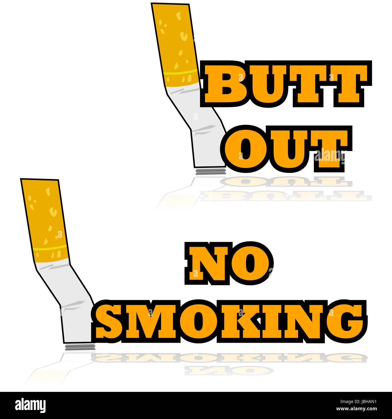 Cartoon illustration showing a cigarette butt being put out Stock Photo ...