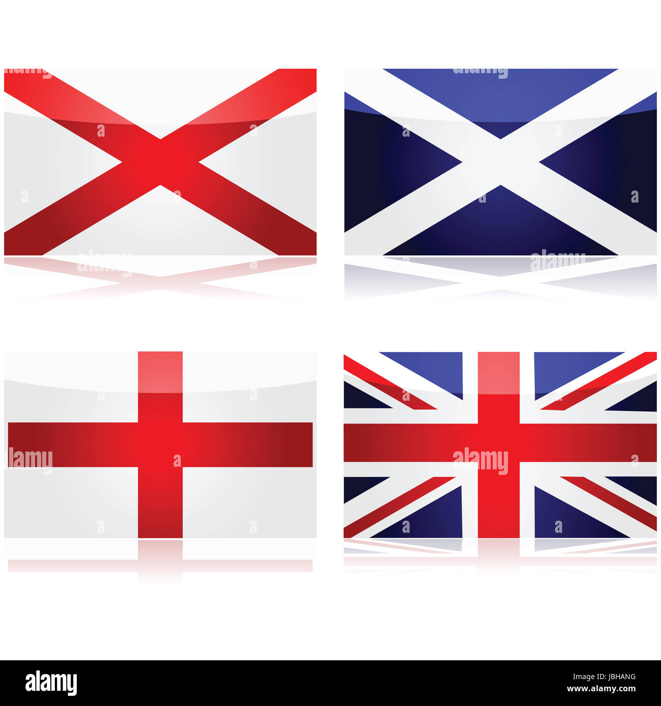 Set showing the flags used as a basis for the Union Jack: St George for ...