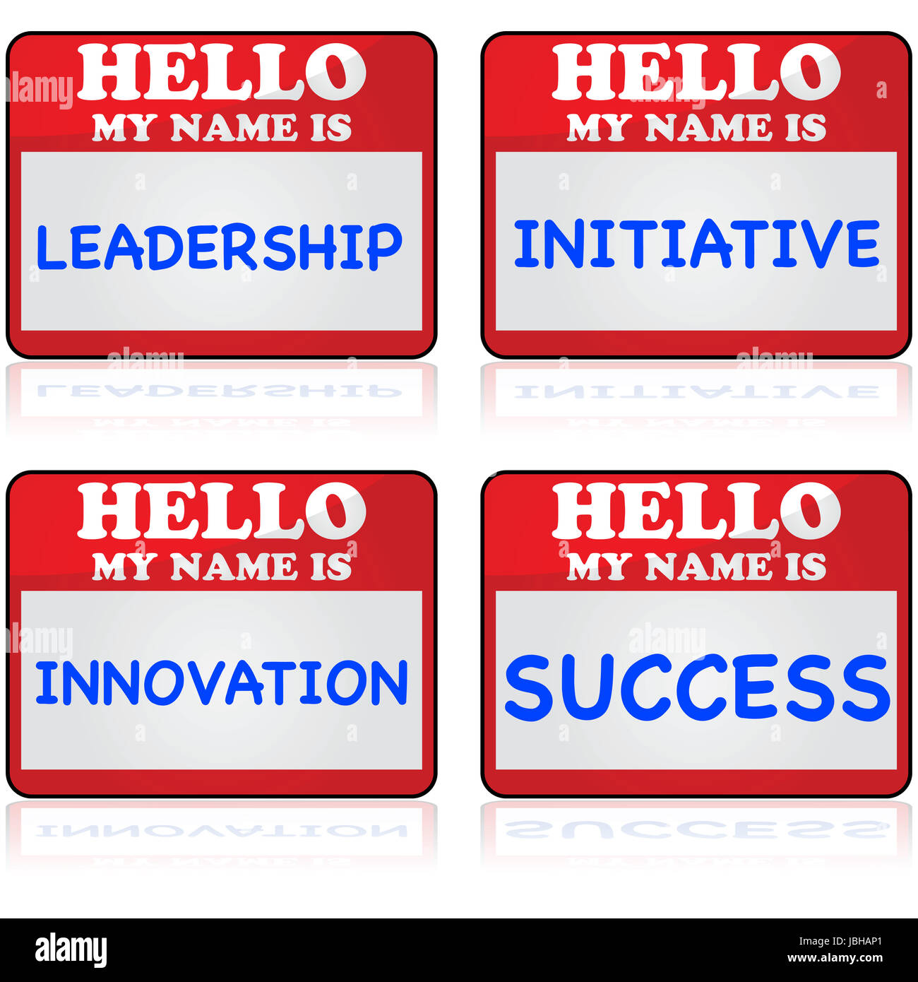 Concept illustration showing a basic name tag template with success ...