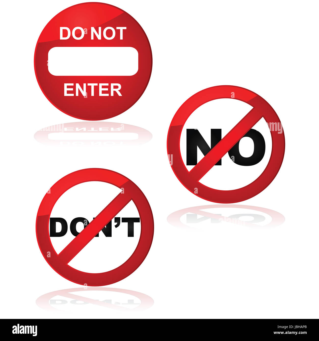 Collection of traffic signs showing commands for people not to do ...