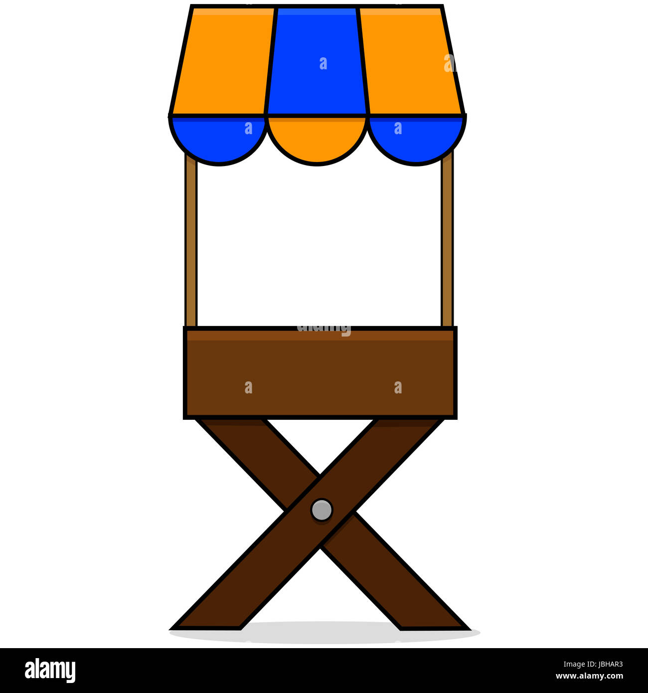 Cartoon illustration showing a wooden little market stand Stock Photo ...