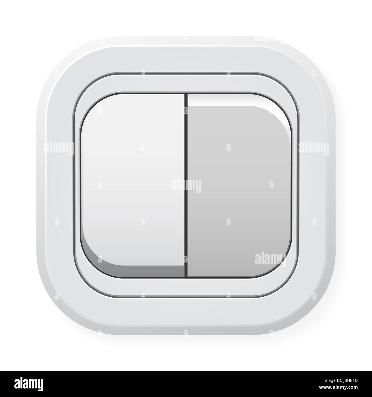 White double switch with left button pushed isolated on white ...