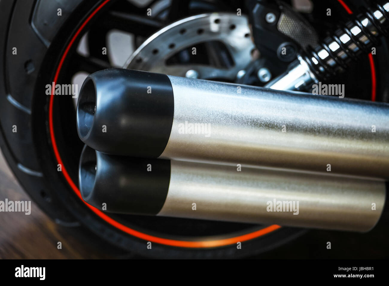 Double exhaust pipes motorcycle hi-res stock photography and images - Alamy