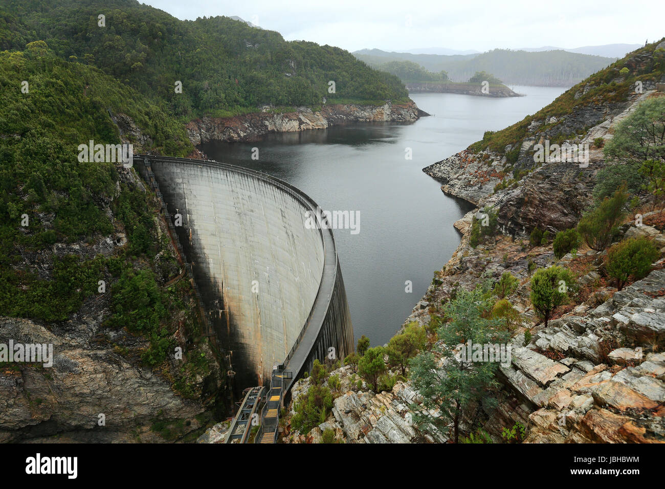 Huge arch dam in Tasmania, Australia Stock Photo - Alamy