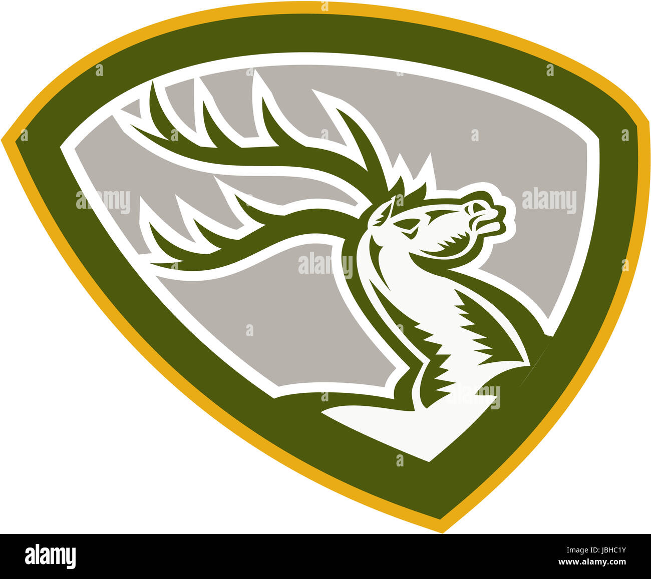Illustration of a stag deer buck head facing side looking up set inside ...
