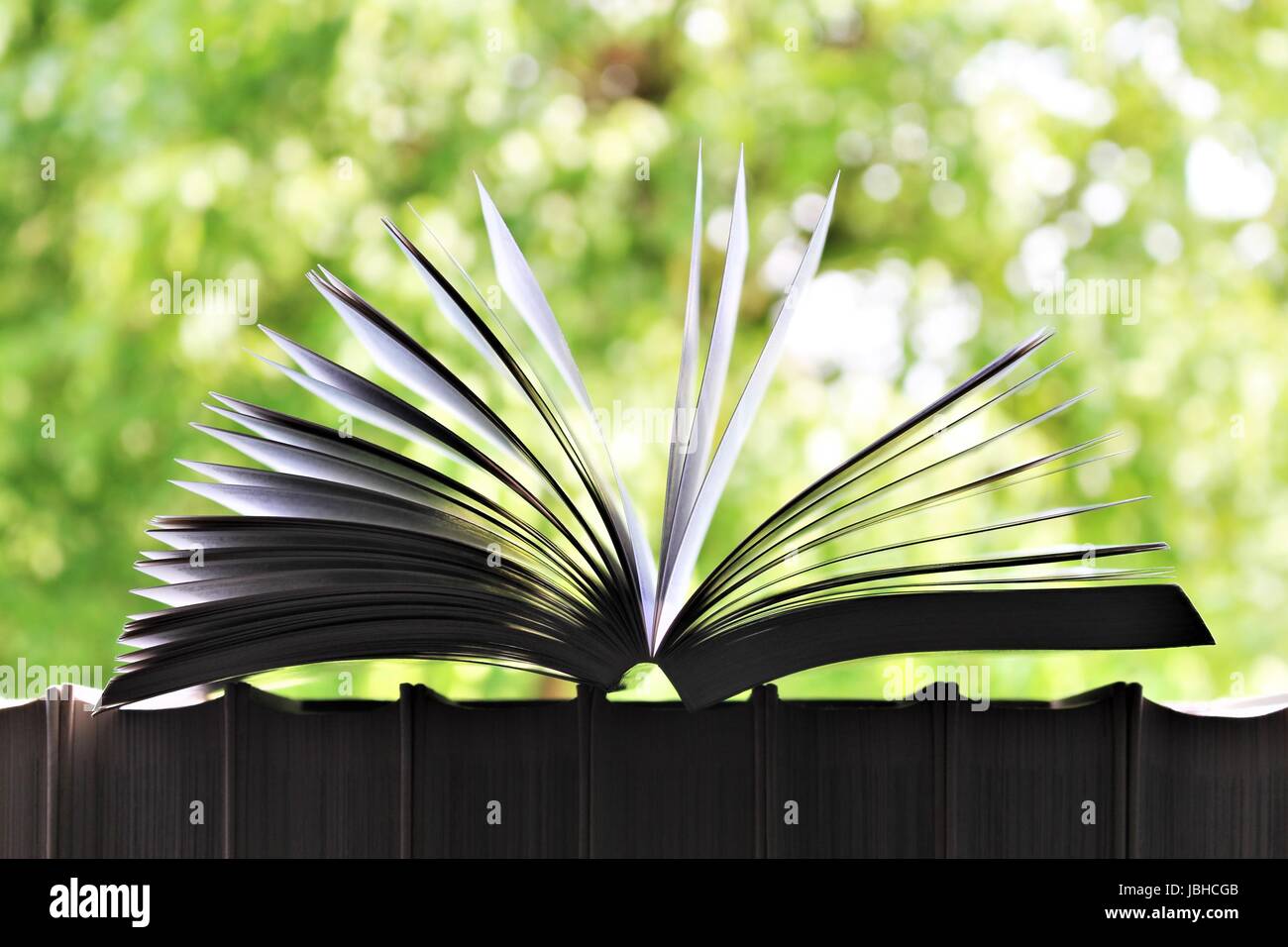 An image of book in front of a open window Stock Photo - Alamy