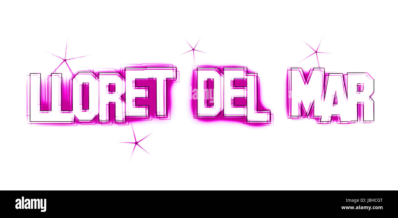 Lloret del Mar as an illustration in neon light style Stock Photo - Alamy
