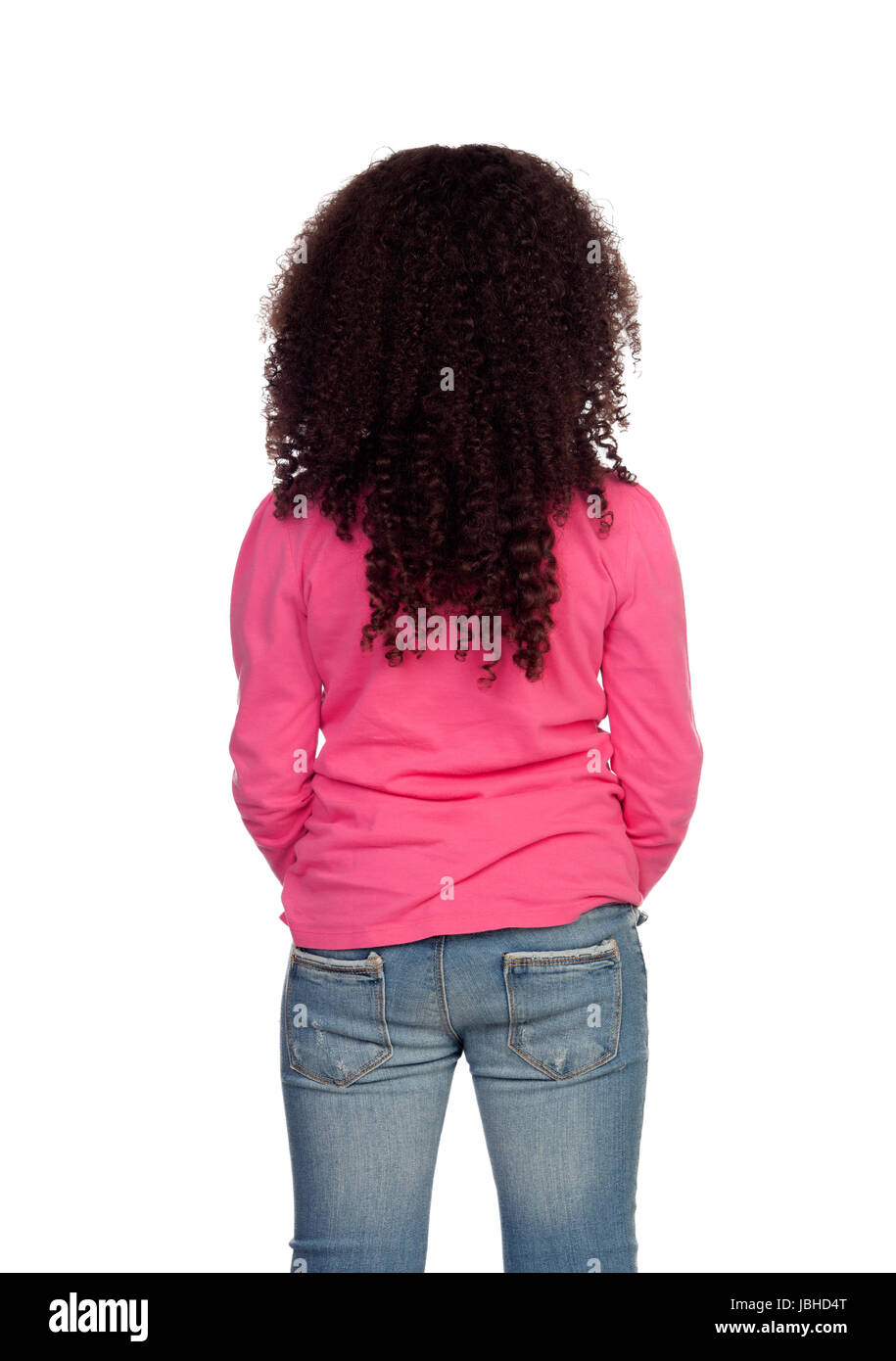 African Girl back isolated on a white backround Stock Photo - Alamy