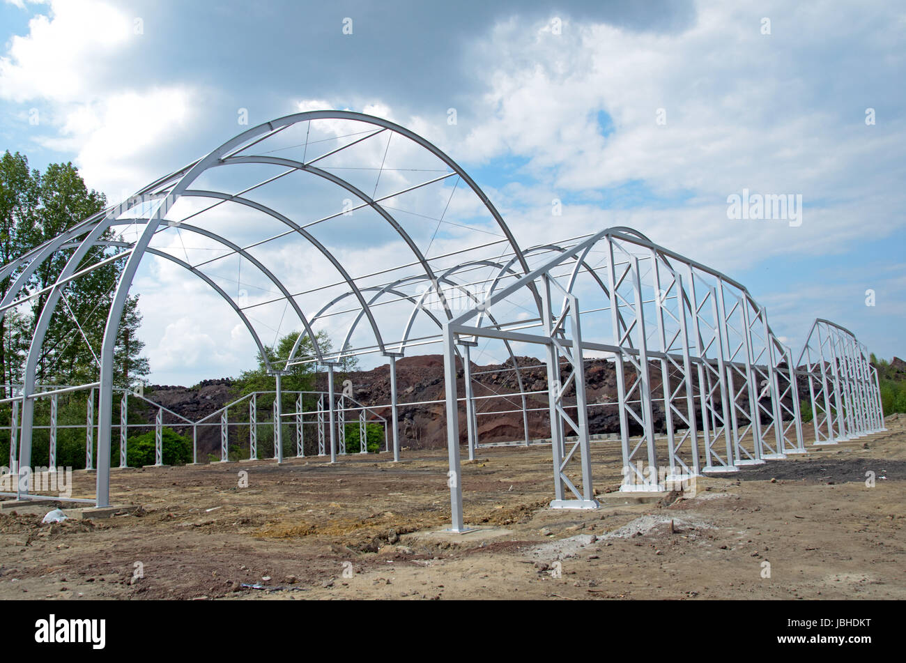 Photo of construction site of modern warehouse Stock Photo - Alamy