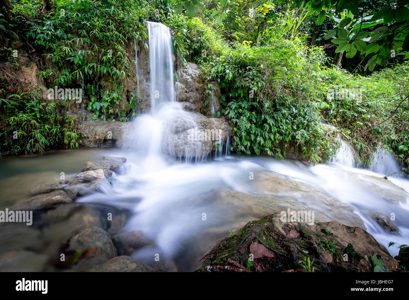 Long exposure shot of Hieu waterfall in Thanh Hoa province of Viet Nam ...