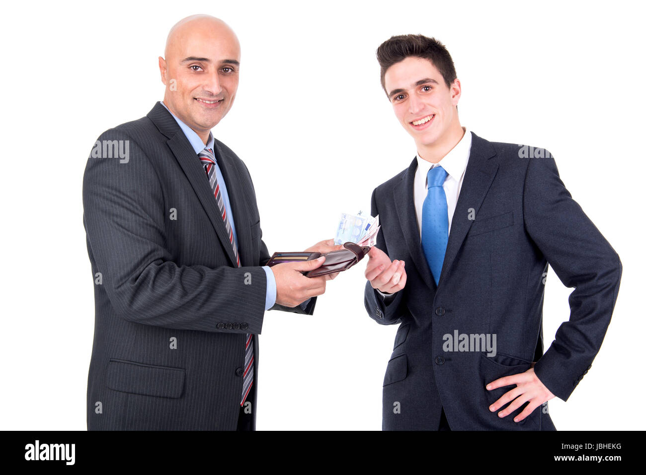 Businessman giving money another businessman Cut Out Stock Images ...