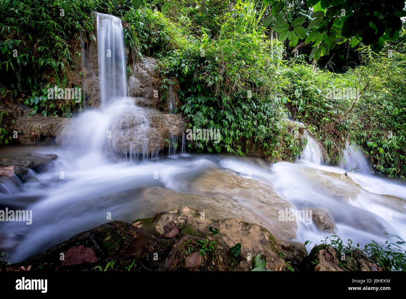 Long exposure shot of Hieu waterfall in Thanh Hoa province of Viet Nam ...