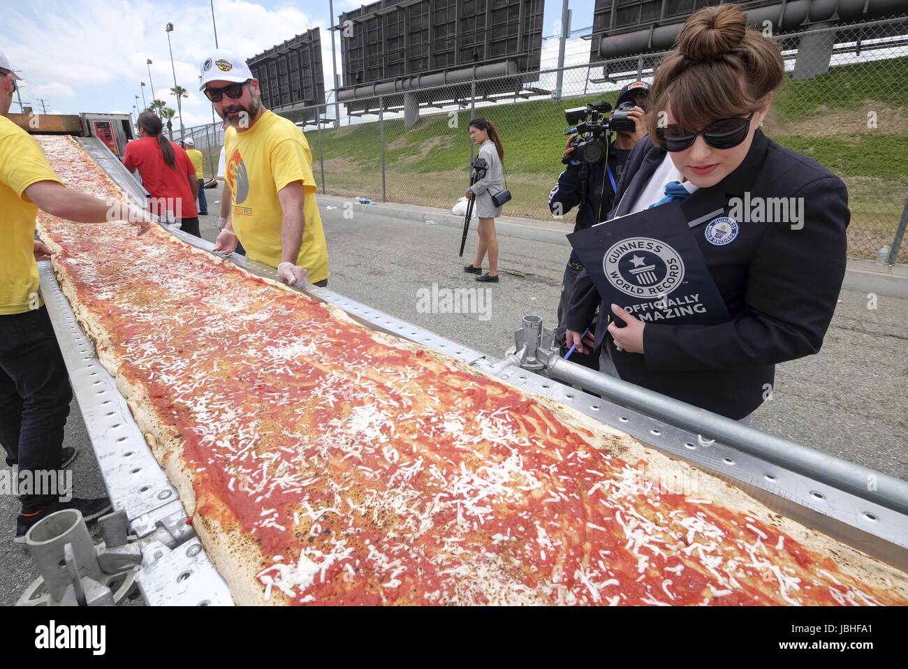 Los Angeles, California, USA. 10th June, 2017. Volunteer works on a ...