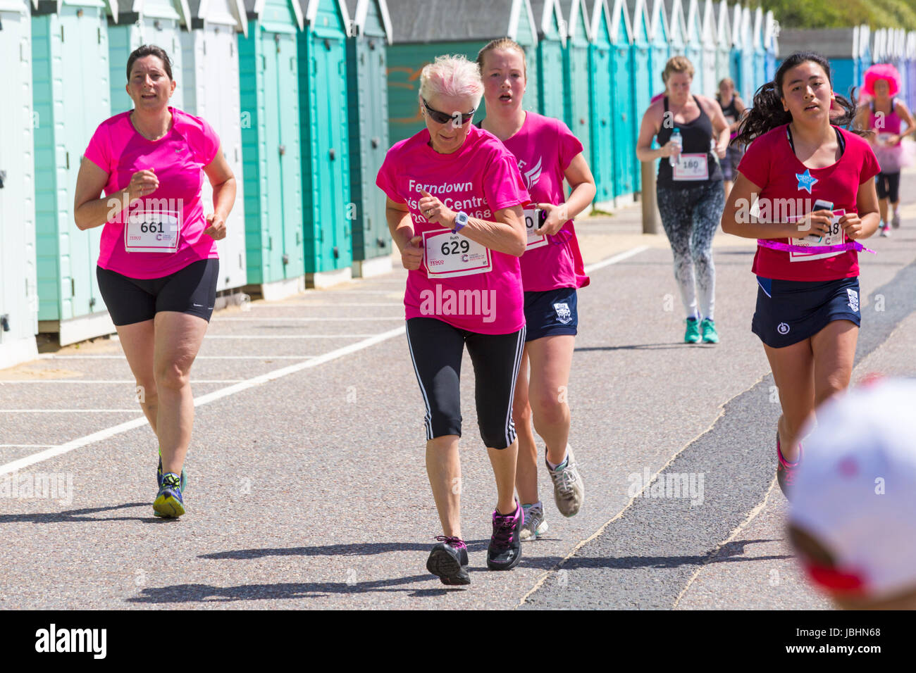 Bournemouth, UK. 11th June, 2017. Hundreds of women dressed in pink ...