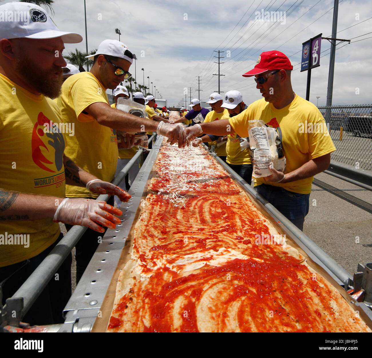 June 10, 2017. Fontana CA. The worlds longest pizza makes it into the ...