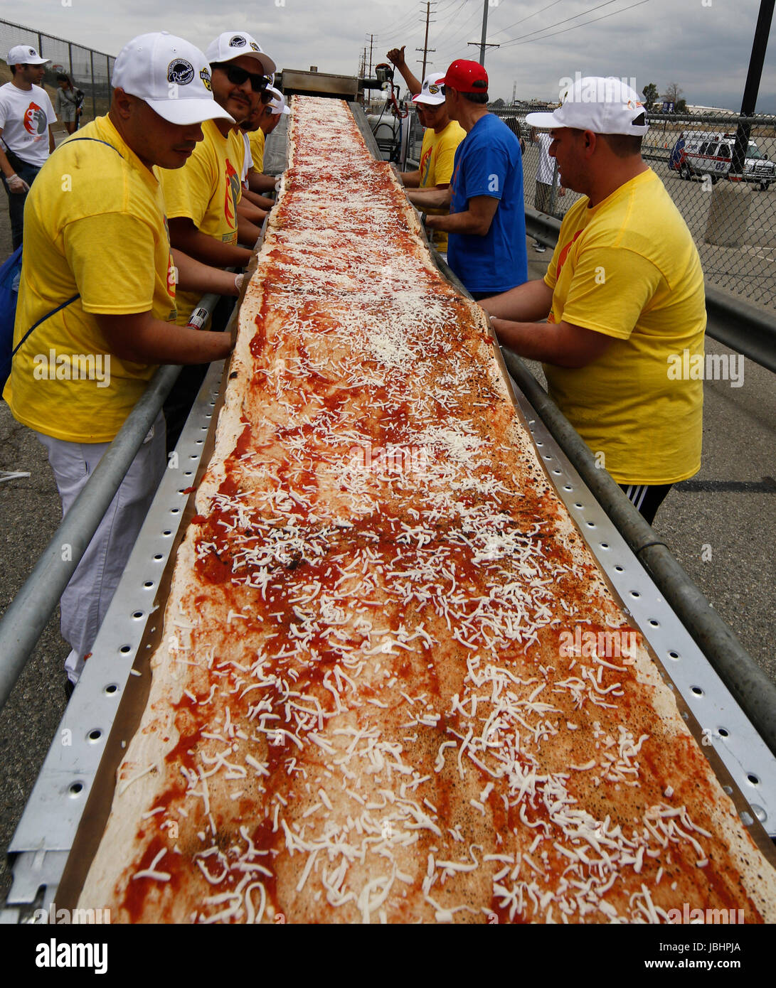 June 10, 2017. Fontana CA. The worlds longest pizza makes it into the ...