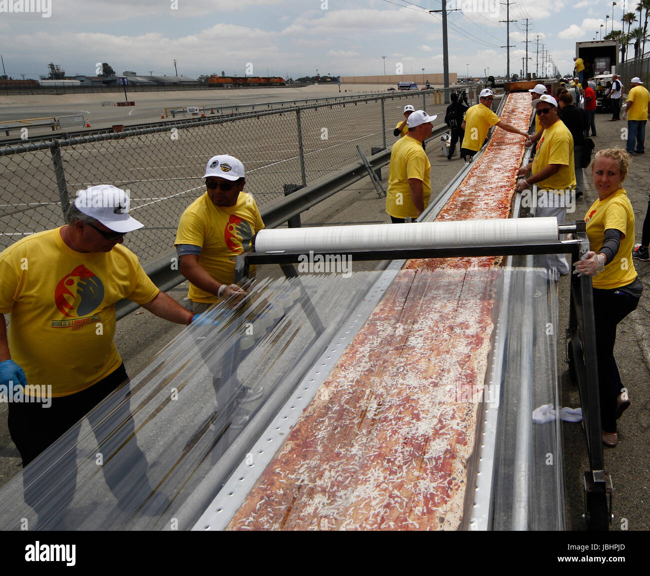 June 10, 2017. Fontana CA. The worlds longest pizza makes it into the ...
