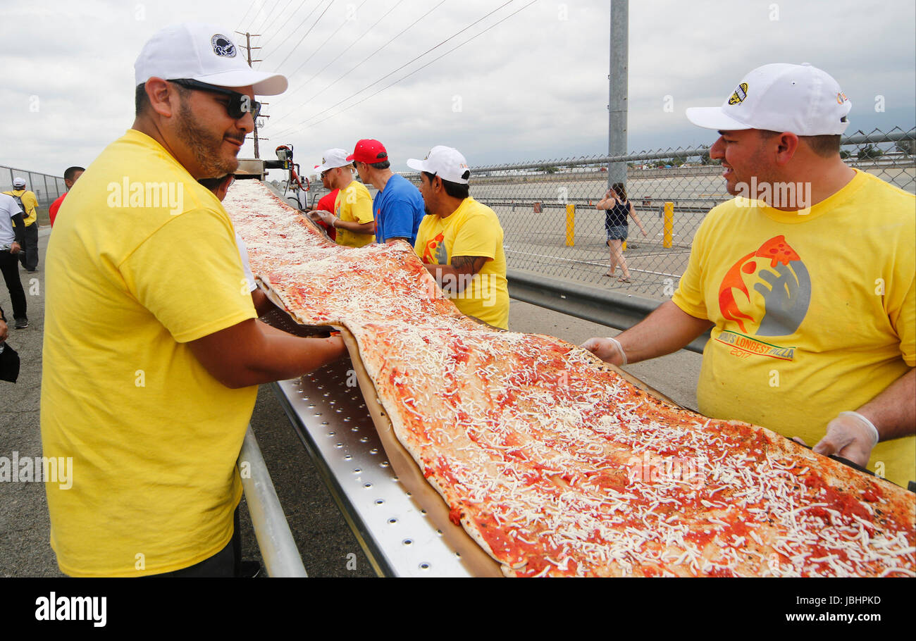 June 10, 2017. Fontana CA. The worlds longest pizza makes it into the ...