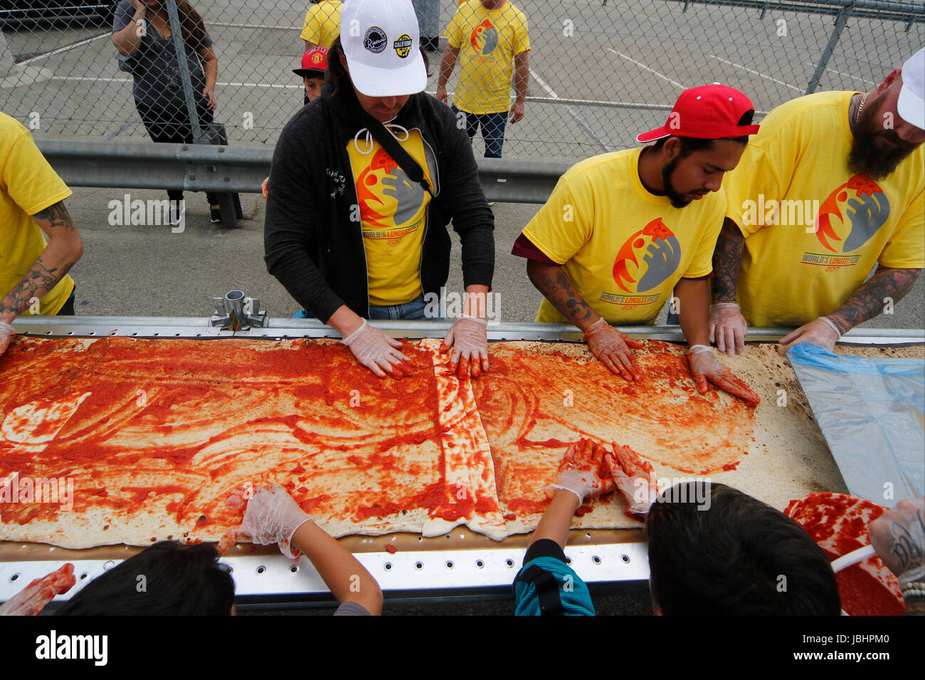 June 10, 2017. Fontana CA. The worlds longest pizza makes it into the ...