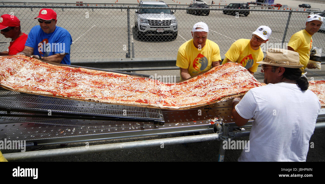 June 10, 2017. Fontana CA. The worlds longest pizza makes it into the ...