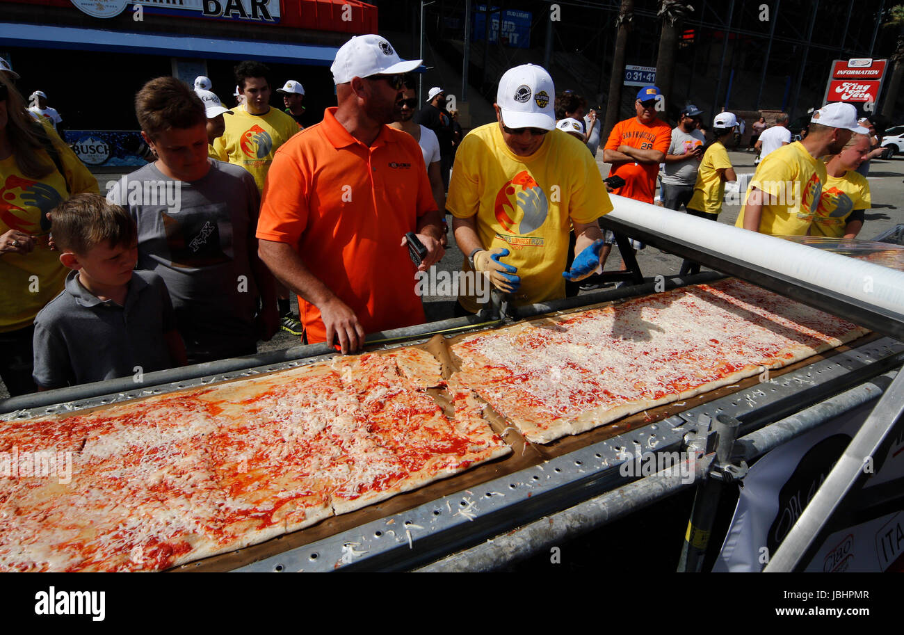 June 10, 2017. Fontana CA. The worlds longest pizza makes it into the ...