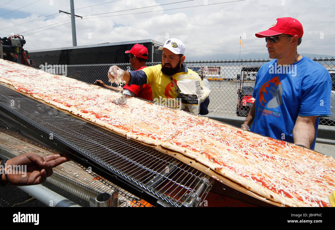 June 10, 2017. Fontana CA. The worlds longest pizza makes it into the ...