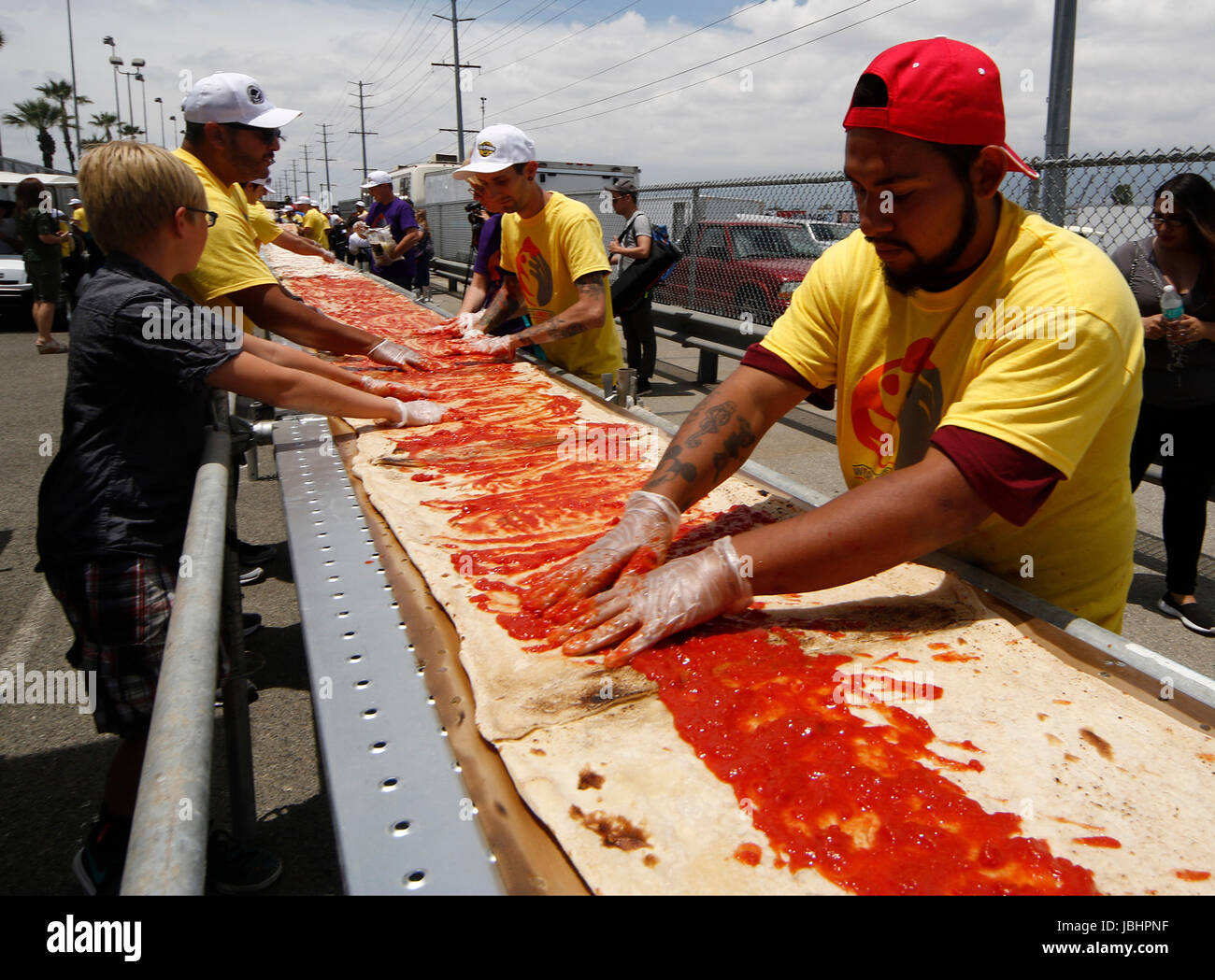 June 10, 2017. Fontana CA. The worlds longest pizza makes it into the ...
