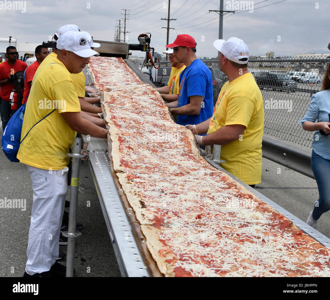 June 10, 2017. Fontana CA. The worlds longest pizza makes it into the ...